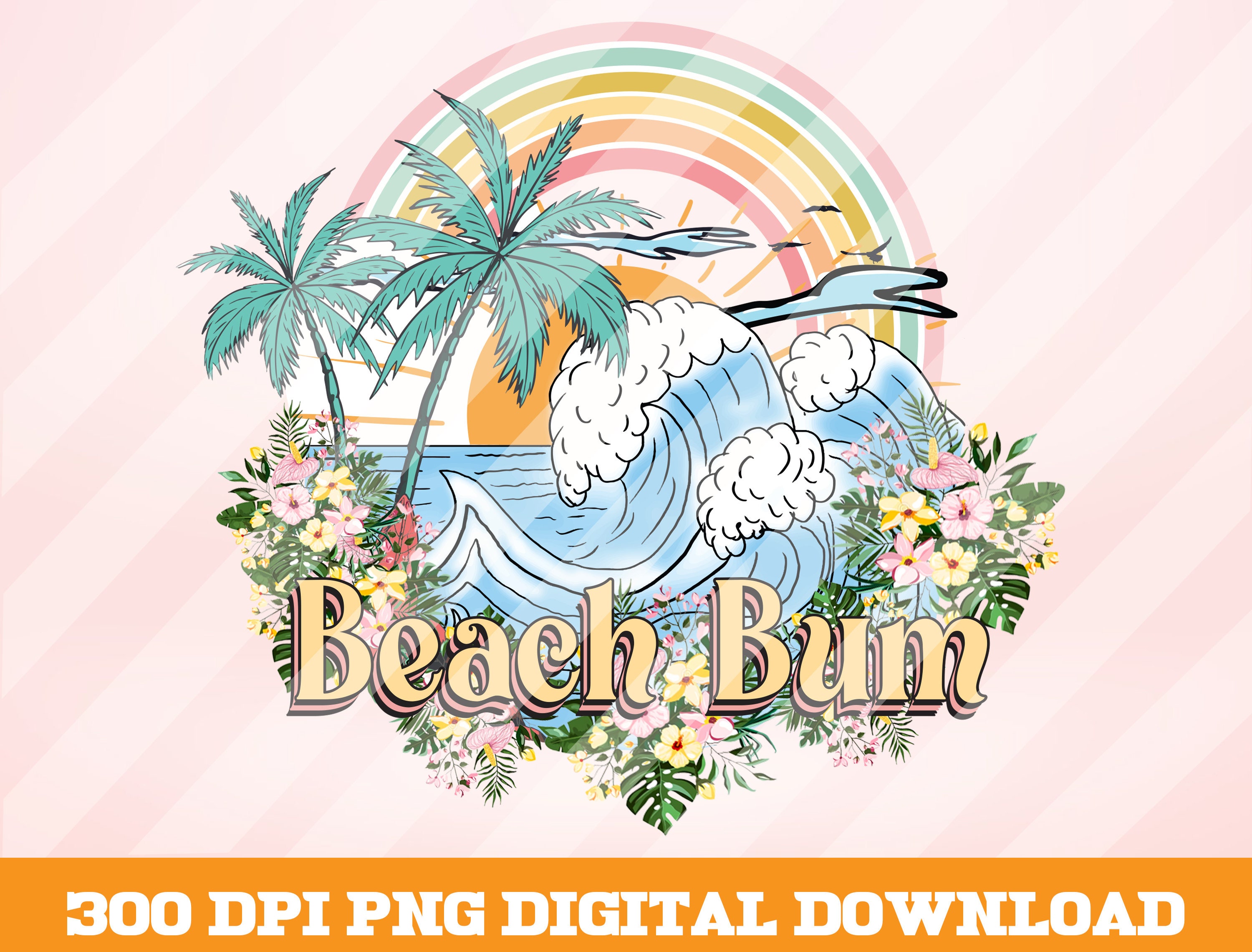 Beach Bum Png Palm Tree Png Beach Png Rainbow Png Vintage - Etsy Canada
