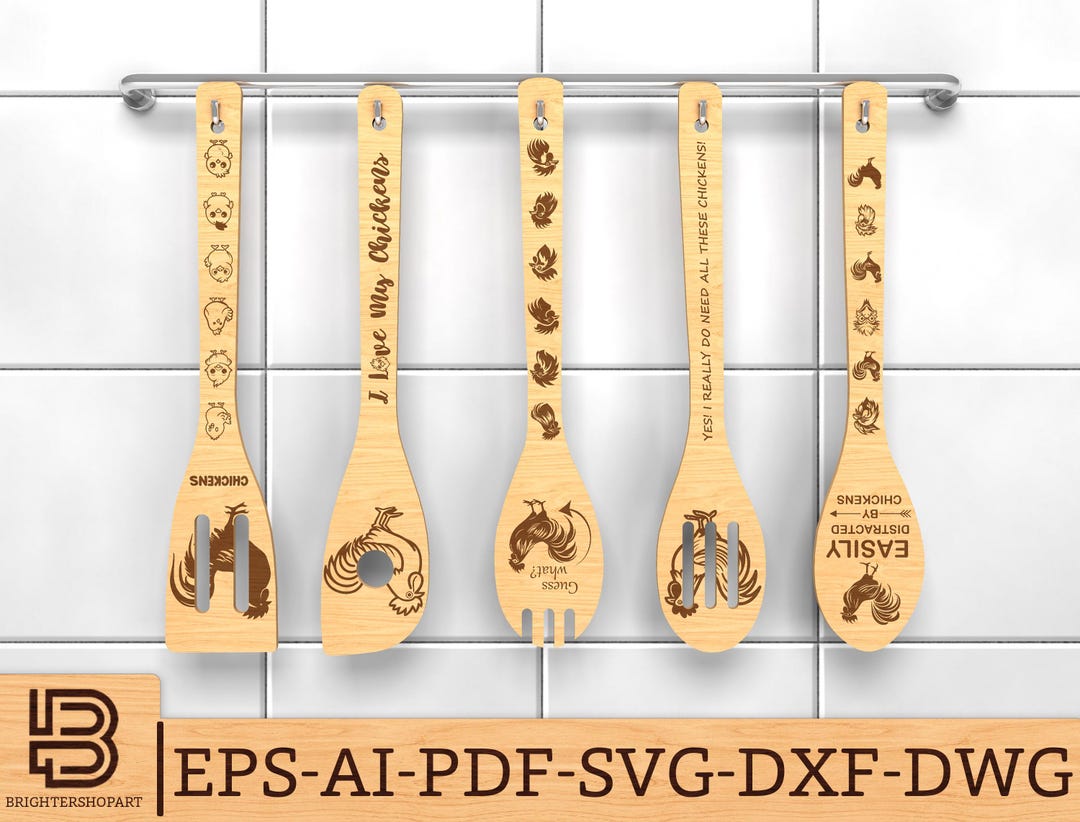 Rooster Wooden Spoons Svg, Chicken Lovers Svg, Kitchen Gift Svg, Spoon ...