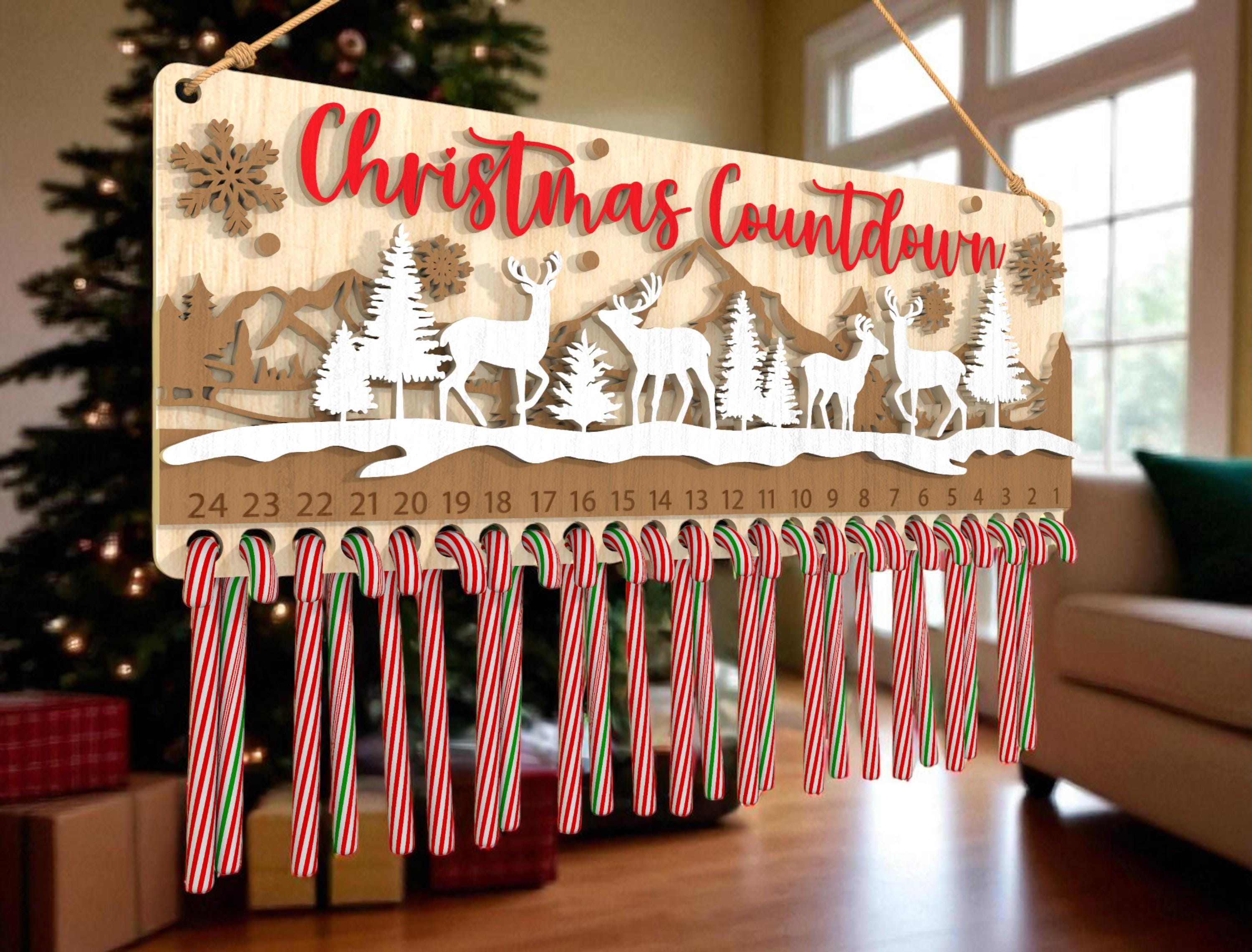 Christmas Countdown Calendar Glowforge File, Laser Cut SVG Christmas ...