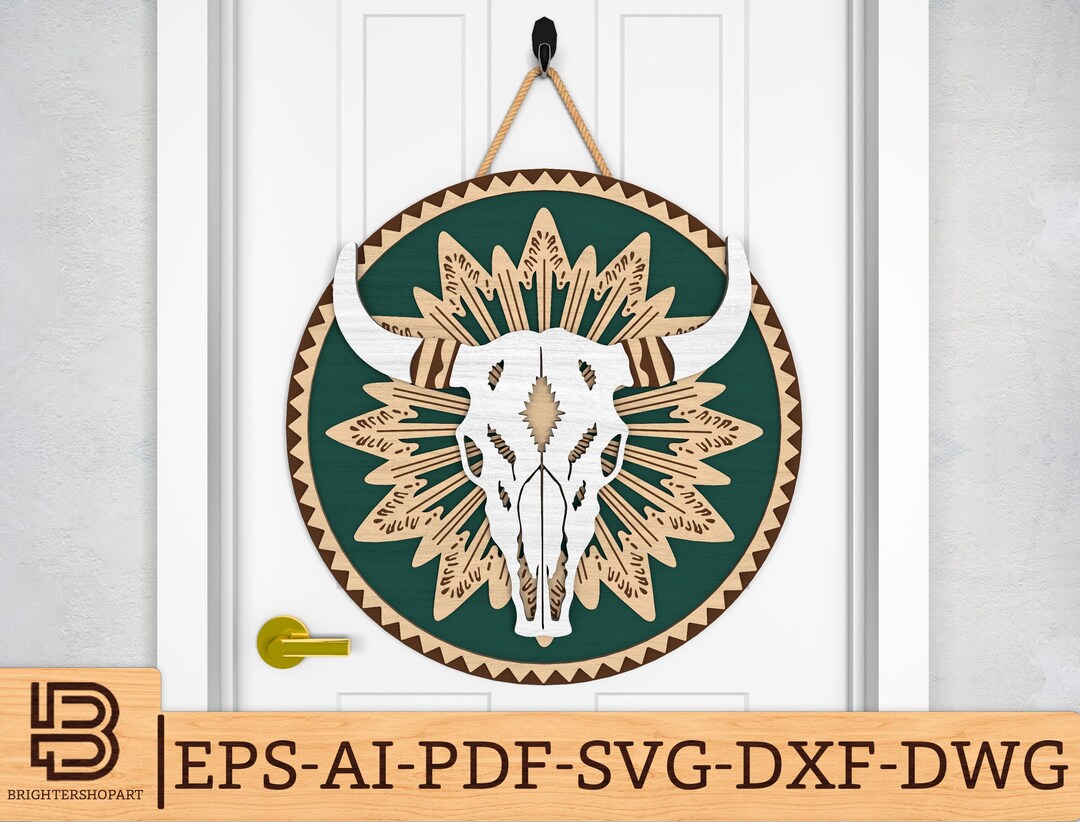 Western Welcome Sign SVG, Bull Skull Round Sign Svg, Western Door ...