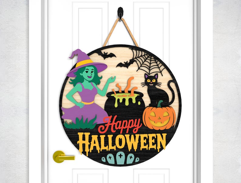Spooky Halloween Multilayer Sign Svg Bundle, 12 Pumpkin & Round Layered ...