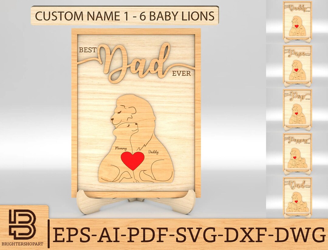 Best Dad Ever Lion Family SVG | Father's Day Lion Sign SVG | Custom ...