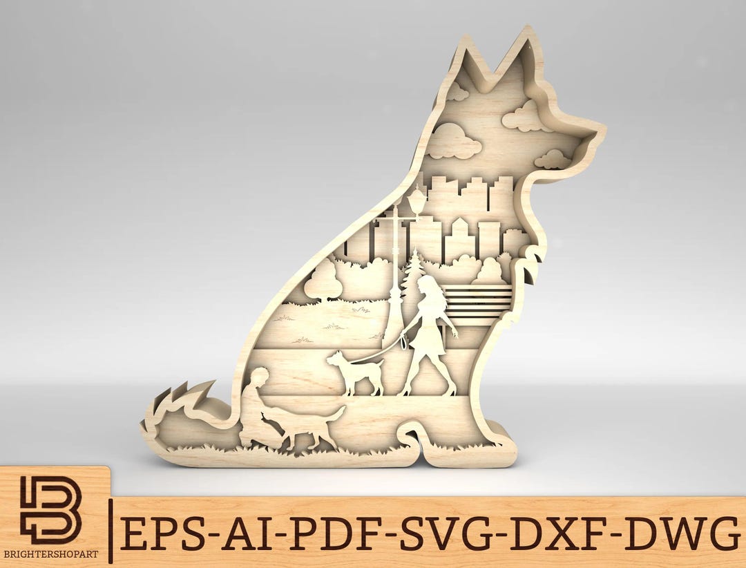 Multilayer Dog Scene Art Svg, 3D Layered Dog Art Svg, Puppy Svg, 10 ...