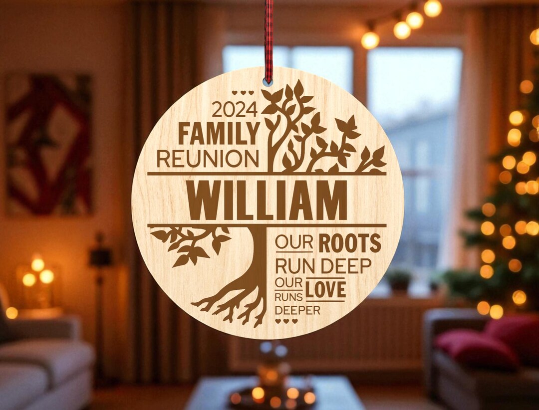 Wooden Family Reunion Ornament Cut File SVG, Tree Roots Glowforge File ...