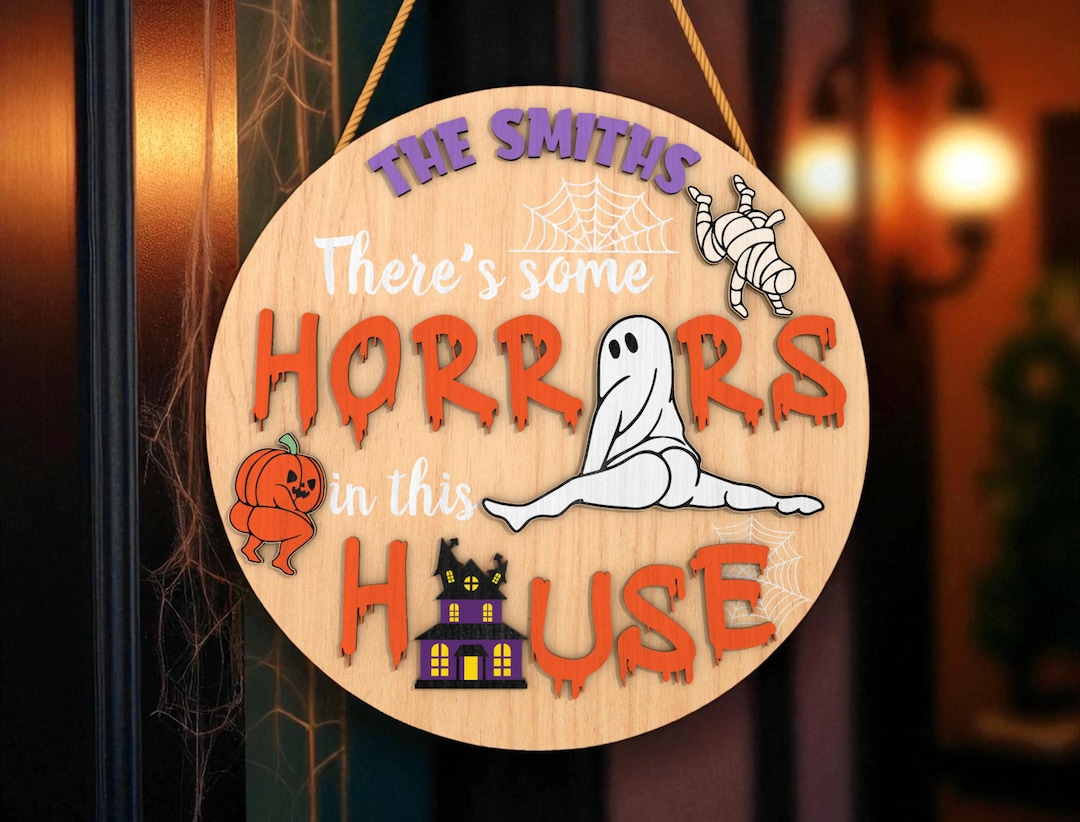 Spooky Halloween Door Sign SVG, Personalized Family Name Wall Decor ...