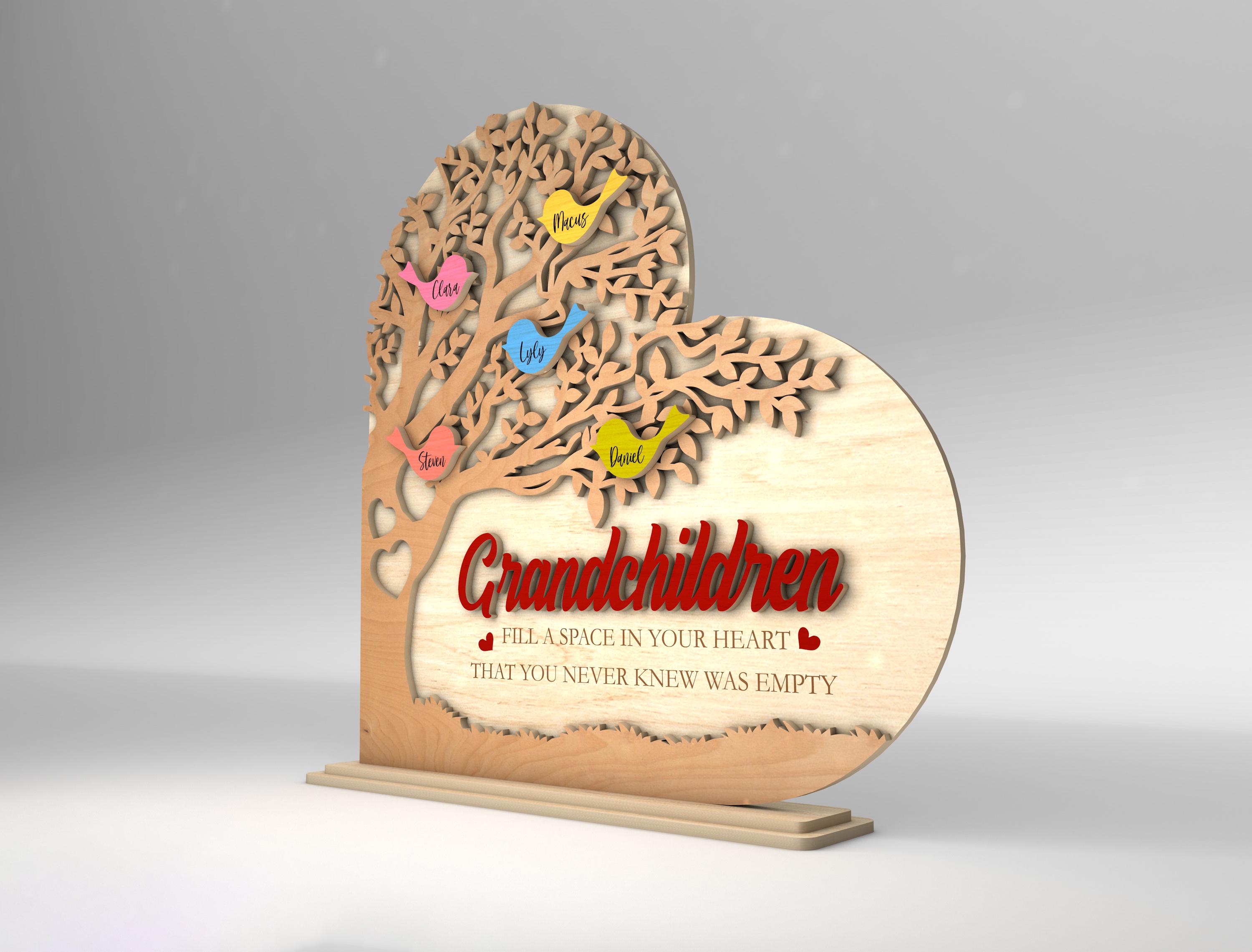 Personalized Grandma Tree Heart Stand Decor SVG, Gift for Grandma ...