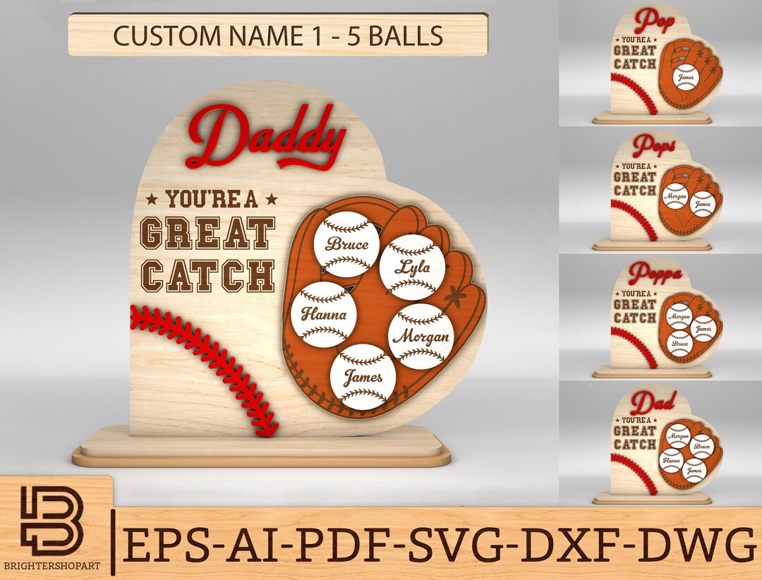 You're A Great Catch Dad SVG | Father's Day Baseball Sign SVG | Custom ...