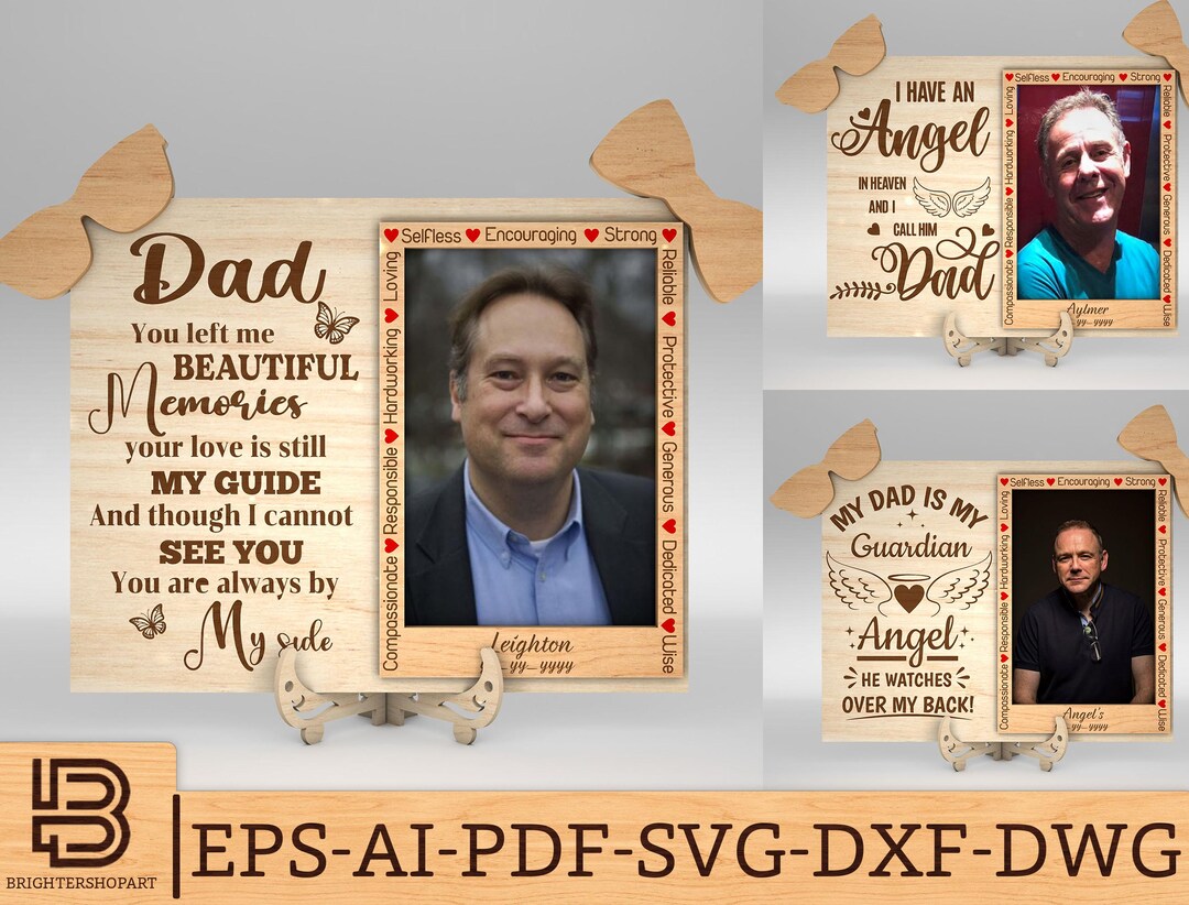 Personalized Dad Memorial Photo Frame Svg, 3D Laser Cut Frame,loss of ...