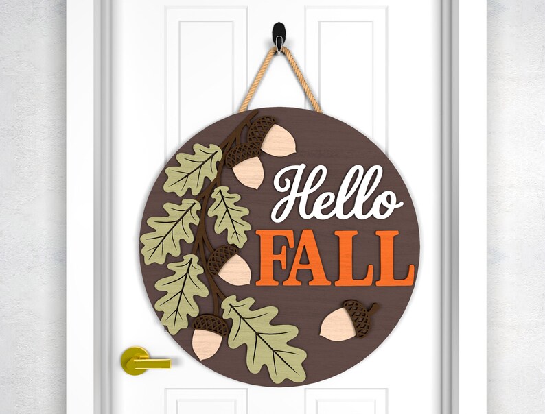 Hello Fall Door Hanger SVG Bundle, Hello Pumpkin, Hello Fall Acorn ...