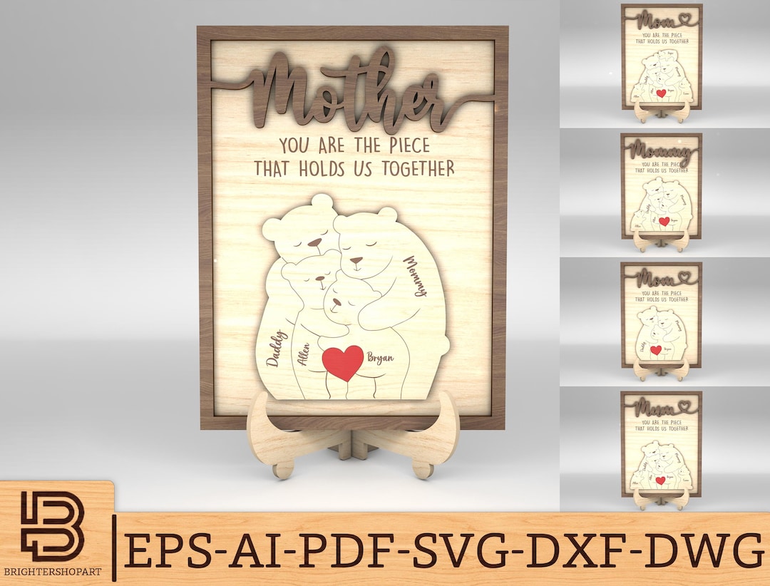 Personalized Mothers Day Puzzle Sign Svg,bear Family Puzzle Svg,mothers ...