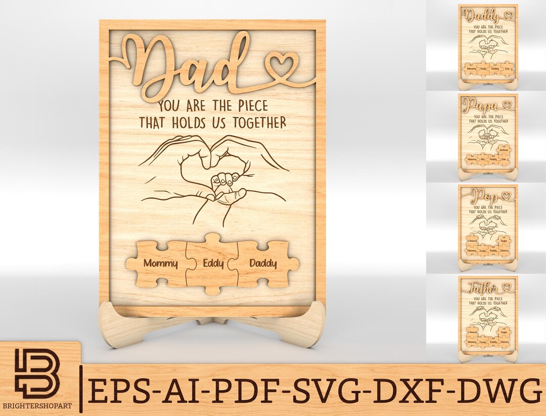 Personalized Fathers Day Puzzle Sign SVG, Family Hands Sign Svg, Gift ...