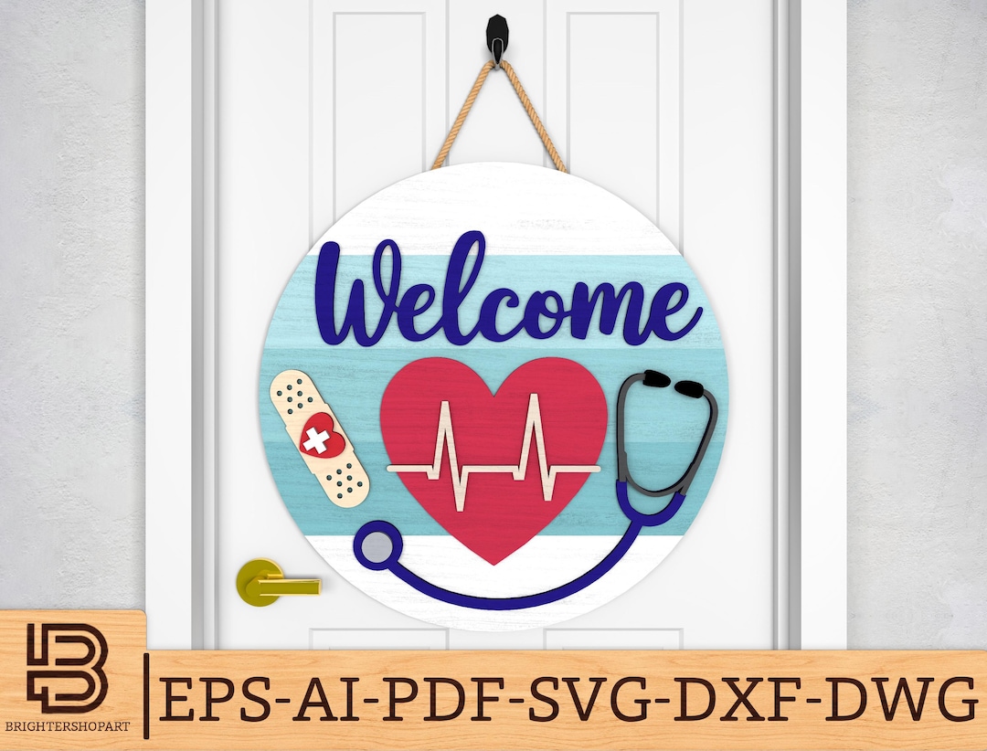 Nurse Office Welcome Sign Svg, Gift for Nurse, Nurse Round Sign Svg ...