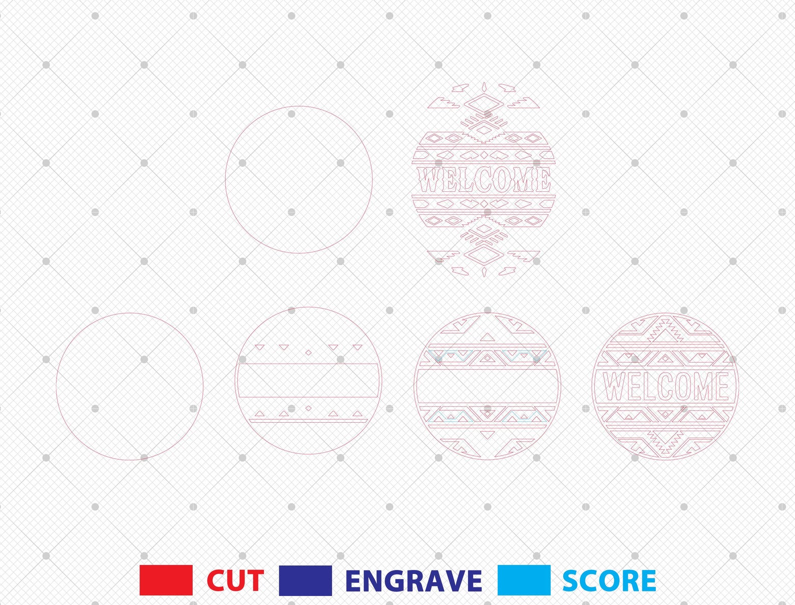 Western Welcome Sign SVG, Aztec Round Sign Svg, Western Tribal Door ...