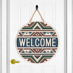 Western Welcome Sign SVG, Aztec Round Sign Svg, Western Tribal Door ...