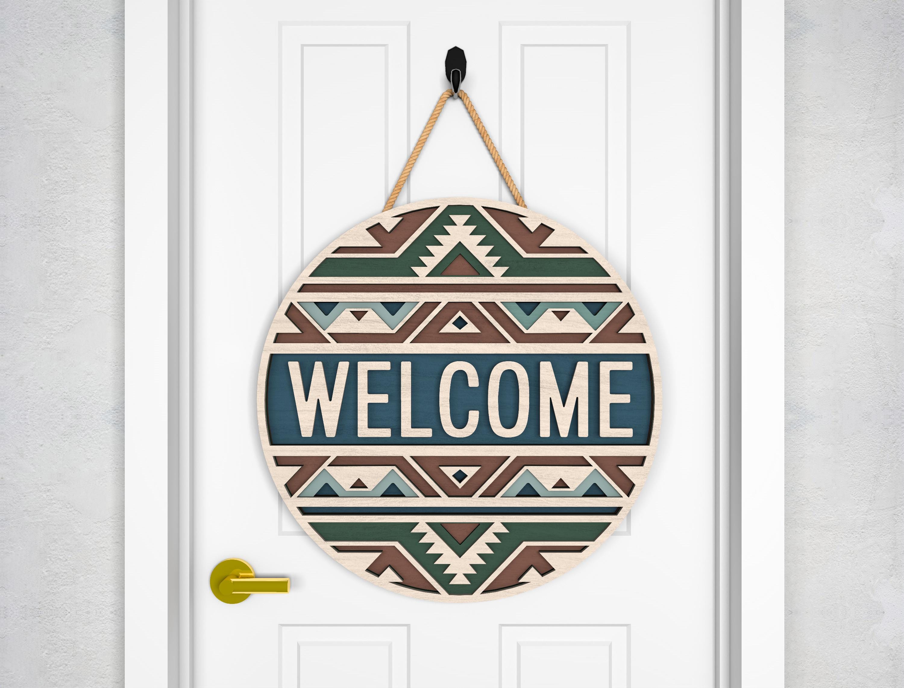 Western Welcome Sign SVG, Aztec Round Sign Svg, Western Tribal Door ...