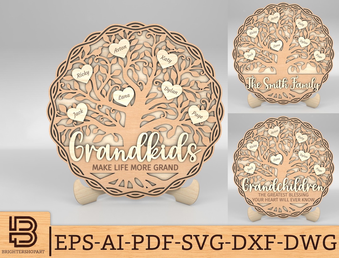 Personalized Family Tree Sign SVG, Grandkids Tree Sign Svg, Tree of ...