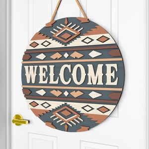 Western Welcome Sign SVG, Aztec Round Sign Svg, Western Tribal Door ...