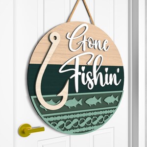 Fishing Door Hanger SVG Bundle, Prolly Out Fishin & Gone Fishin' Round ...