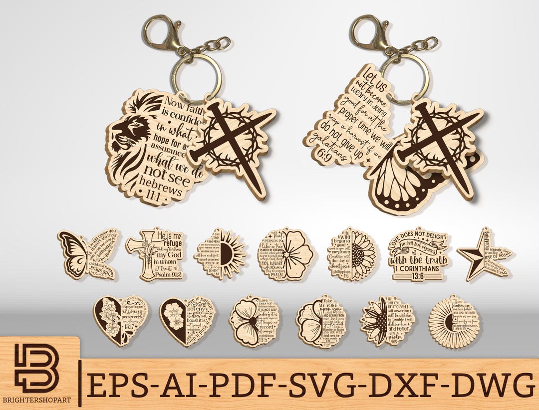 Cross & Christian Keychain Svg Bundle, Christian Quotes Svg, Faith ...