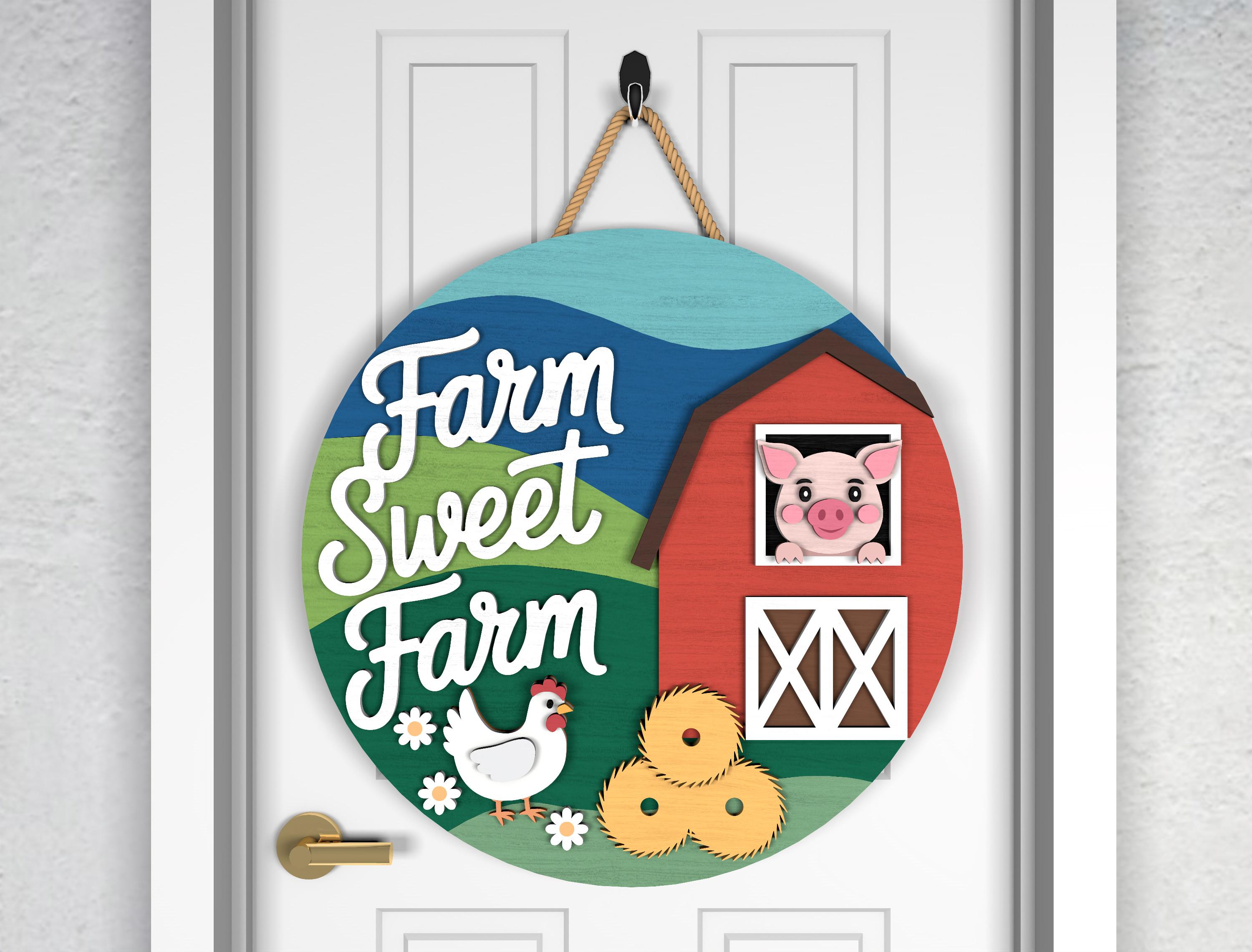 Farmhouse Welcome Sign SVG, Farm Animals & Farm Sweet Farm Red Barn ...