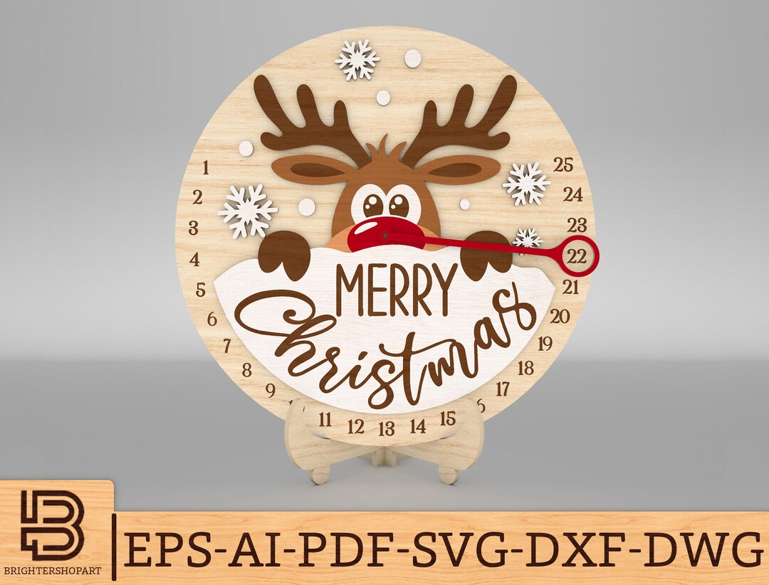 Reindeer Christmas Countdown Calendar Svg, Days Until Christmas Svg ...