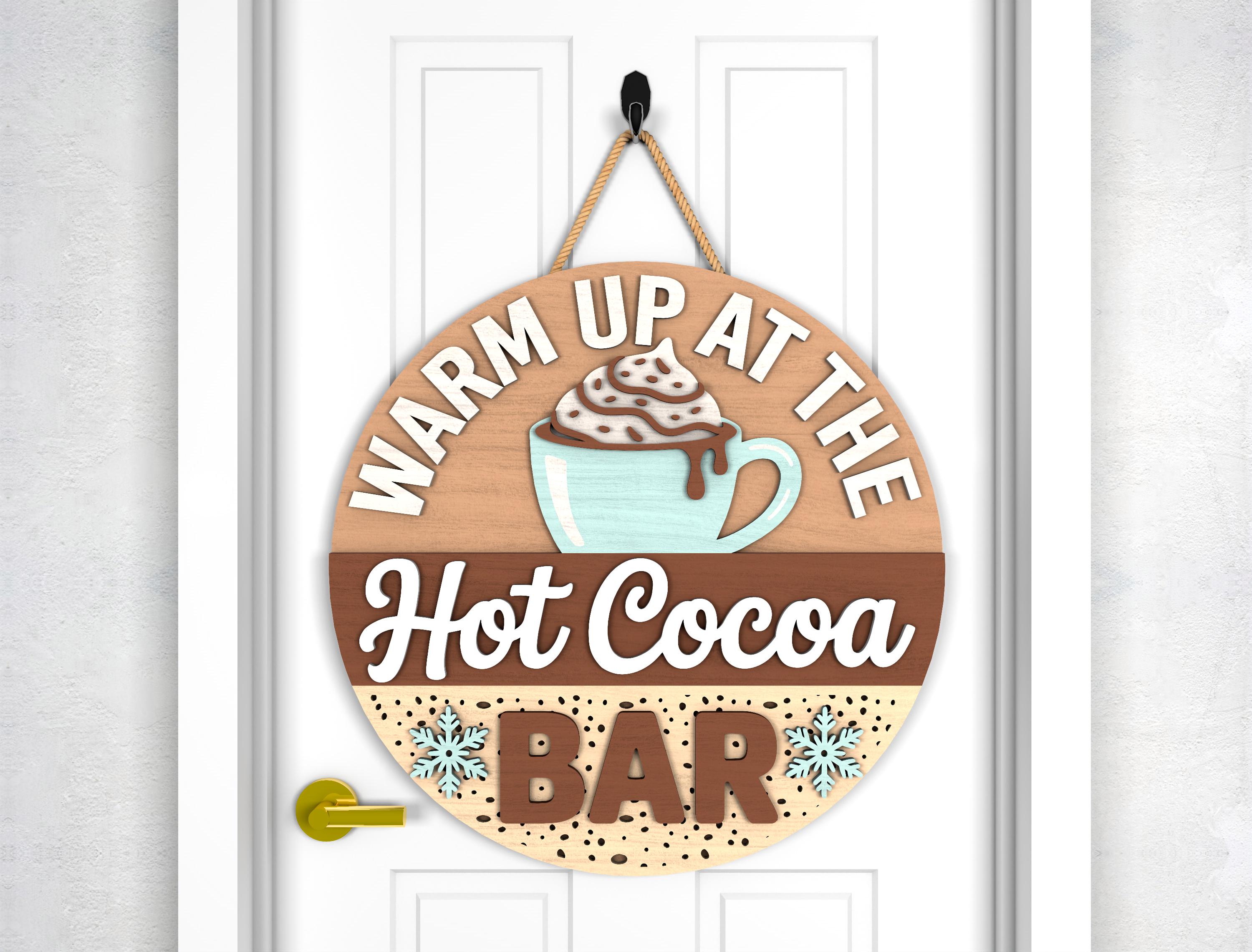 Winter Round Sign SVG Bundle, Chickadee Forest Welcome & Hot Cocoa Bar ...