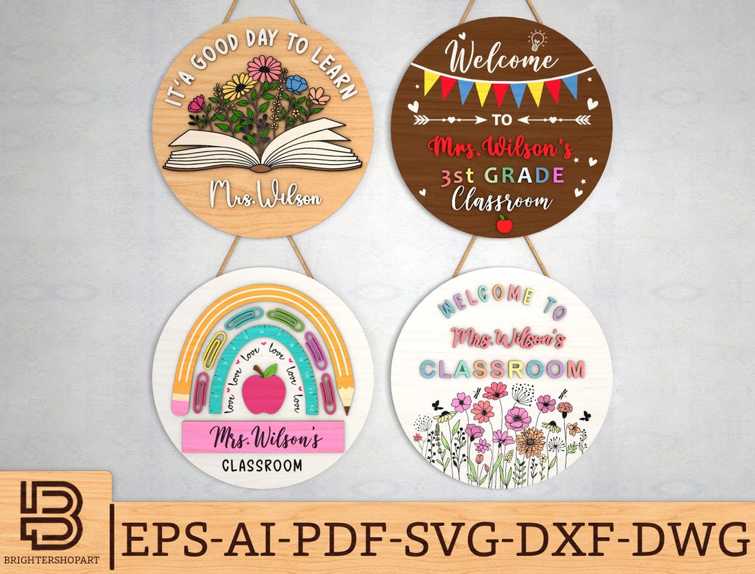 Personalized Teacher Round Door Sign SVG, Teacher Life, Teacher ...
