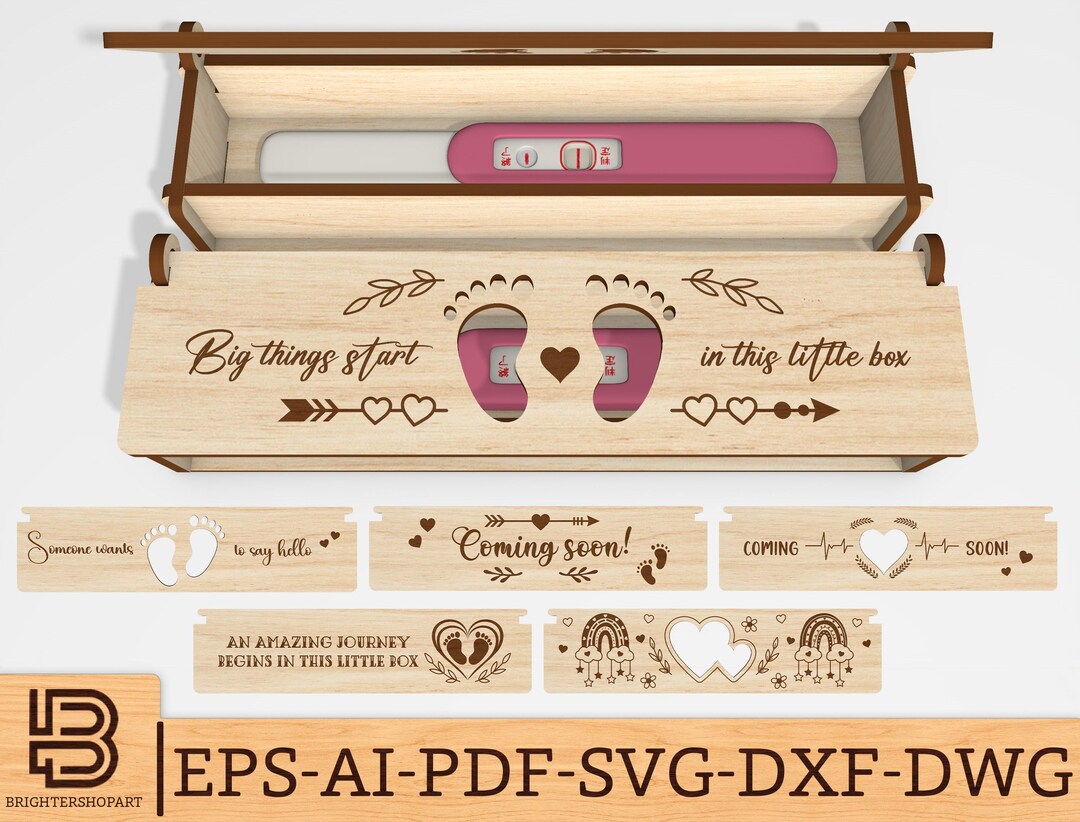 Pregnancy Test Box Svg Bundle, Pregnancy Announcement Box and Reveal ...