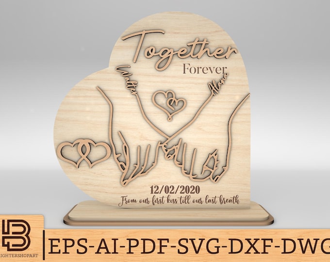 Personalized Couple Hands Together Forever Sign SVG, Gift for Couple ...