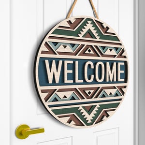 Western Welcome Sign SVG, Aztec Round Sign Svg, Western Tribal Door ...