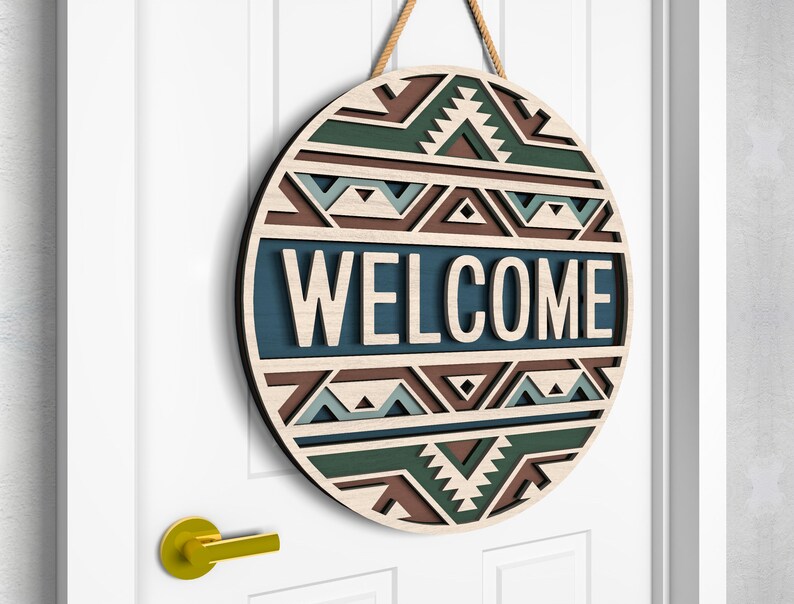 Western Welcome Sign SVG, Aztec Round Sign Svg, Western Tribal Door ...