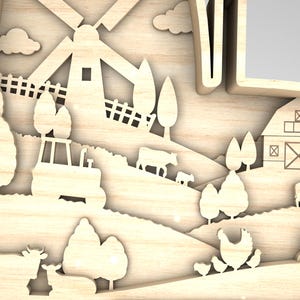 Multilayer Farm Tractor Art Svg, Farm Scene Art Svg, Farm Animals Svg ...