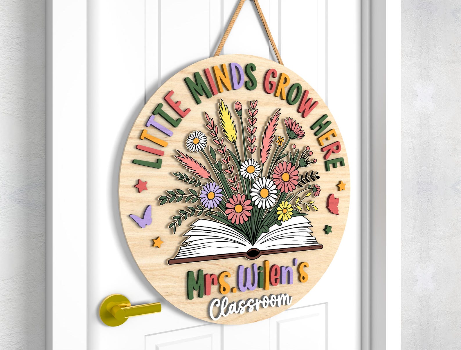Little Minds Grow Here Floral Teacher Door Hanger Laser Cut File ...