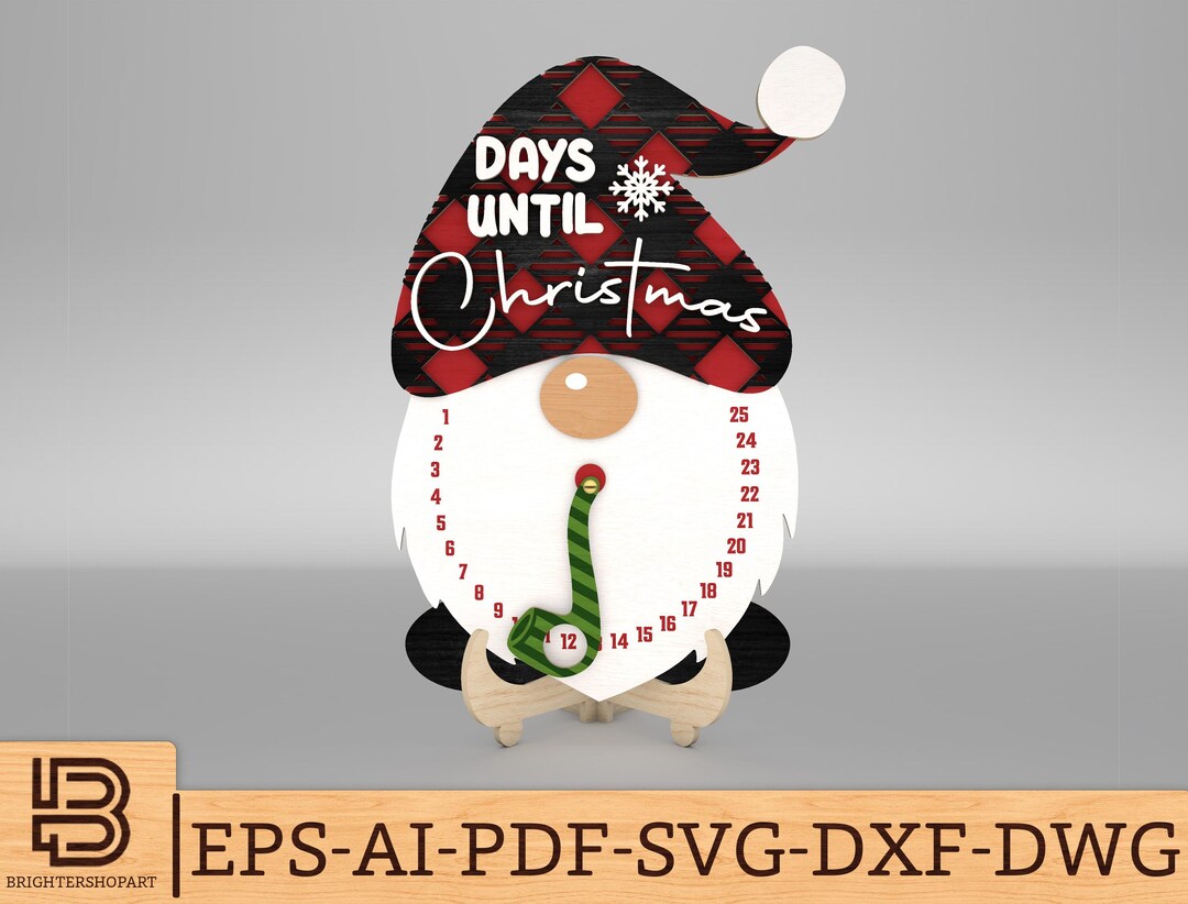 Gnome Christmas Countdown Calendar Svg, Days Until Christmas Svg ...