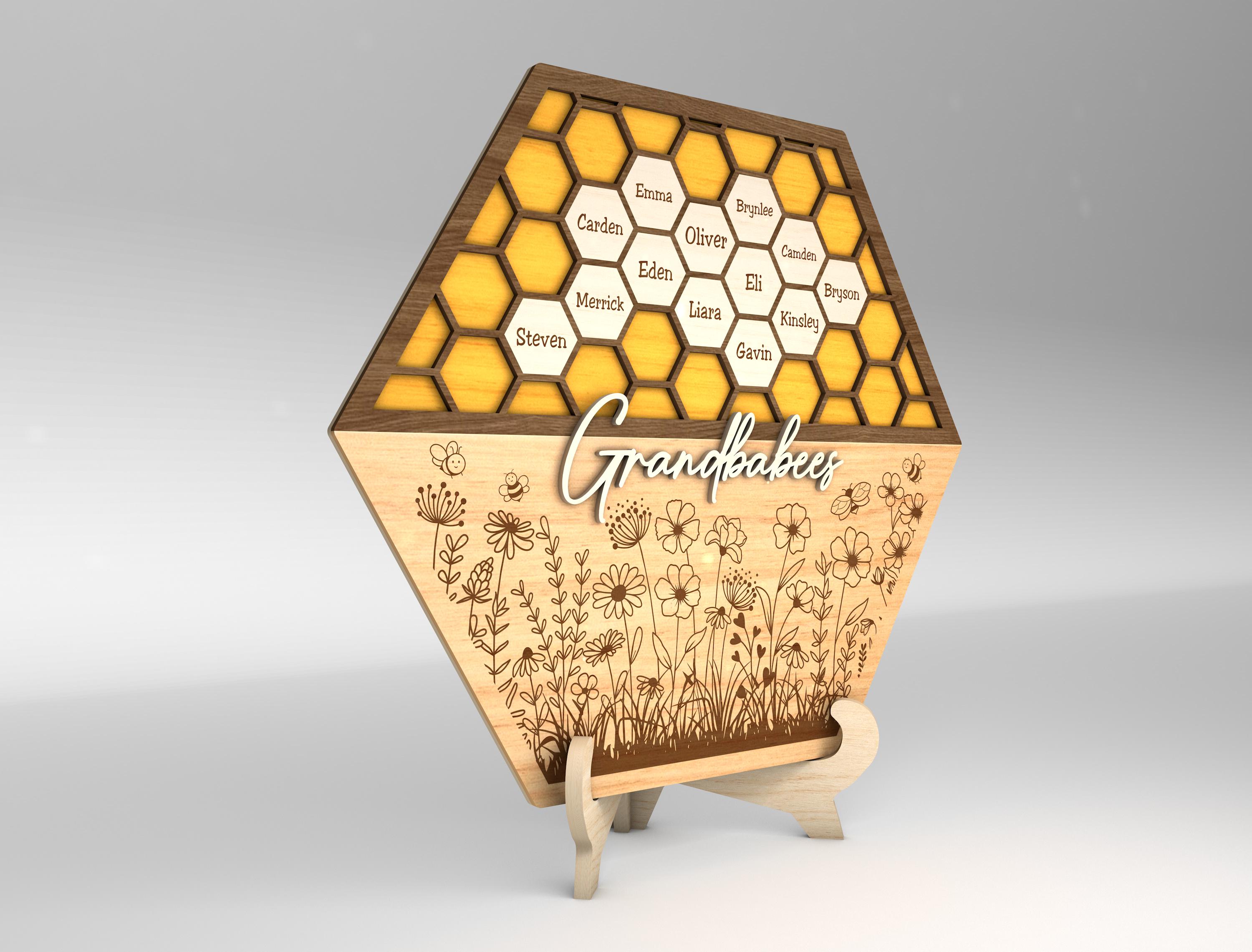 Personalized Bee Hive Family Tree Sign SVG, Grandbabees Sign Svg ...
