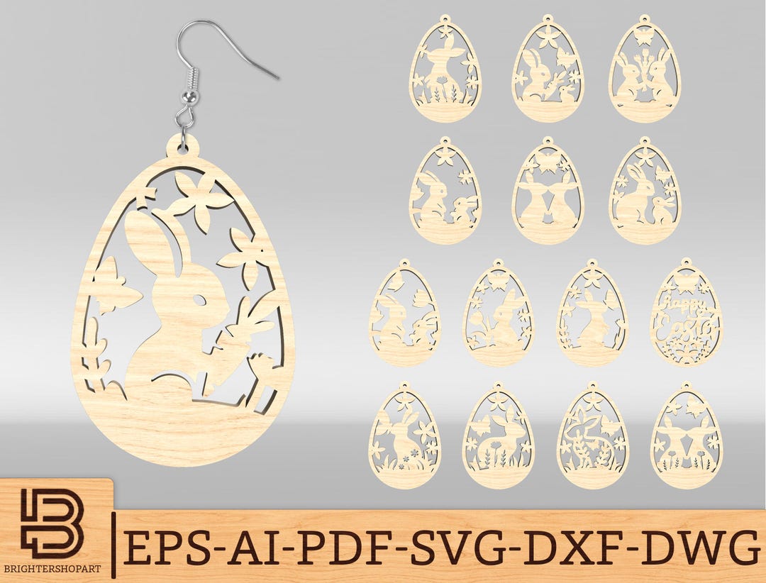 Happy Easter Earring Svg Bundle, Easter Earring Laser Cut File, Easter ...