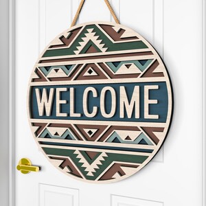 Western Welcome Sign SVG, Aztec Round Sign Svg, Western Tribal Door ...