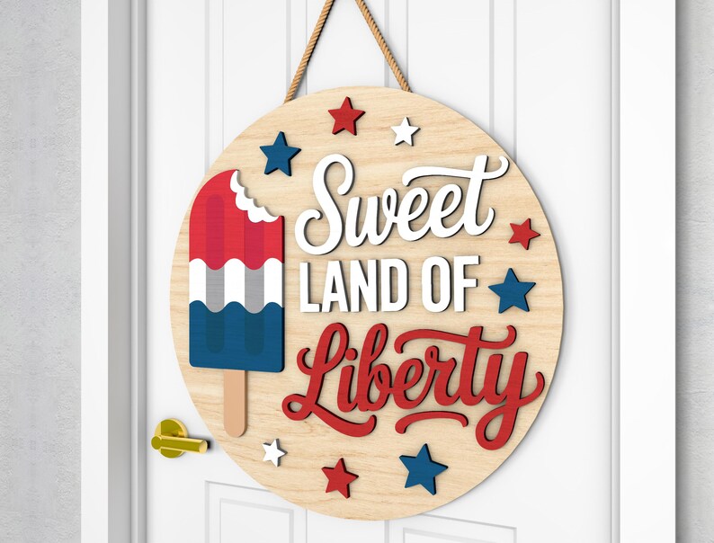 4th of July Door Sign SVG Bundle,boom Crackle Pop&sweet Land of Liberty ...
