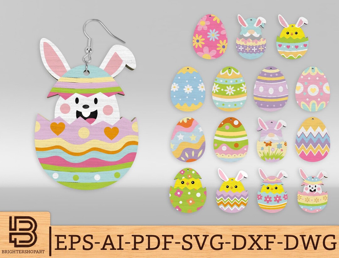 Easter Egg Earring Svg Bundle, Happy Easter Earrings Laser Cut File ...