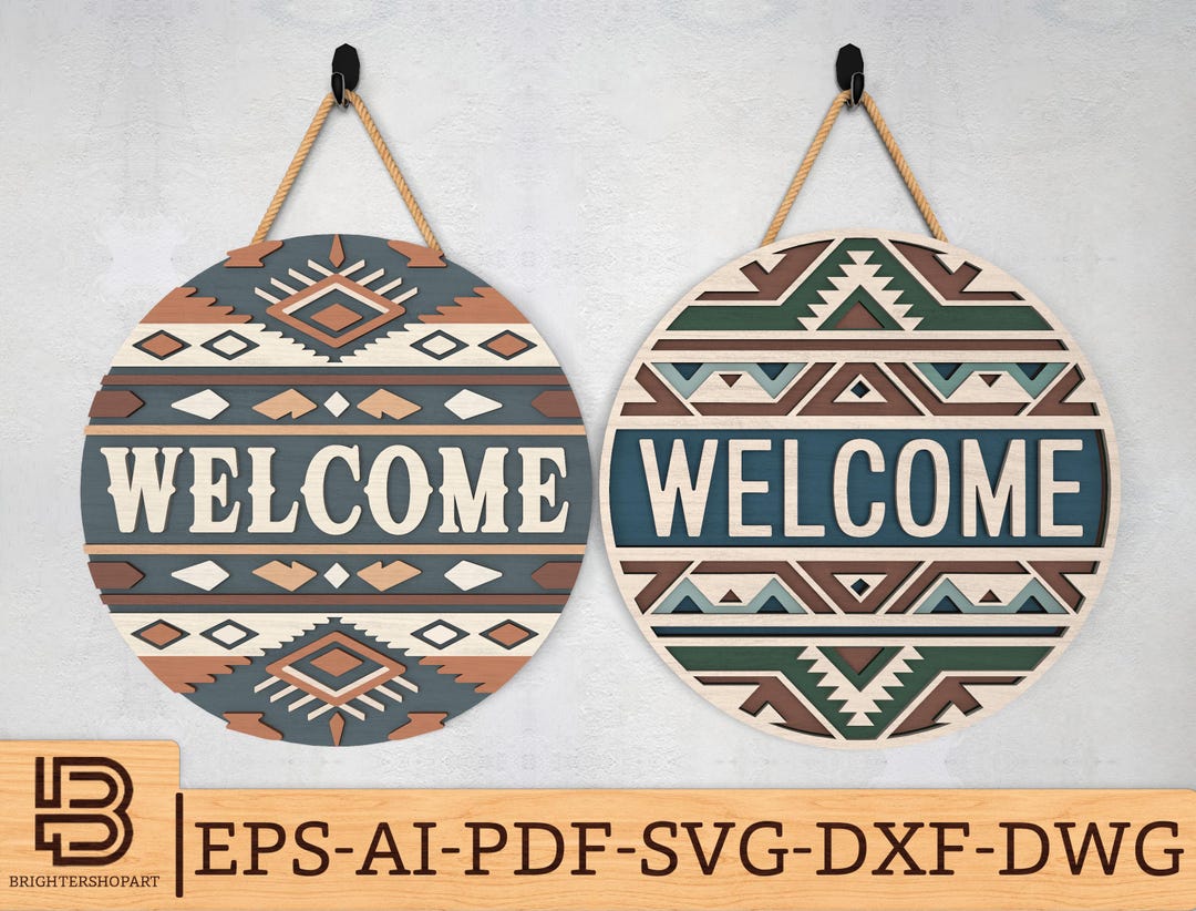 Western Welcome Sign SVG, Aztec Round Sign Svg, Western Tribal Door ...
