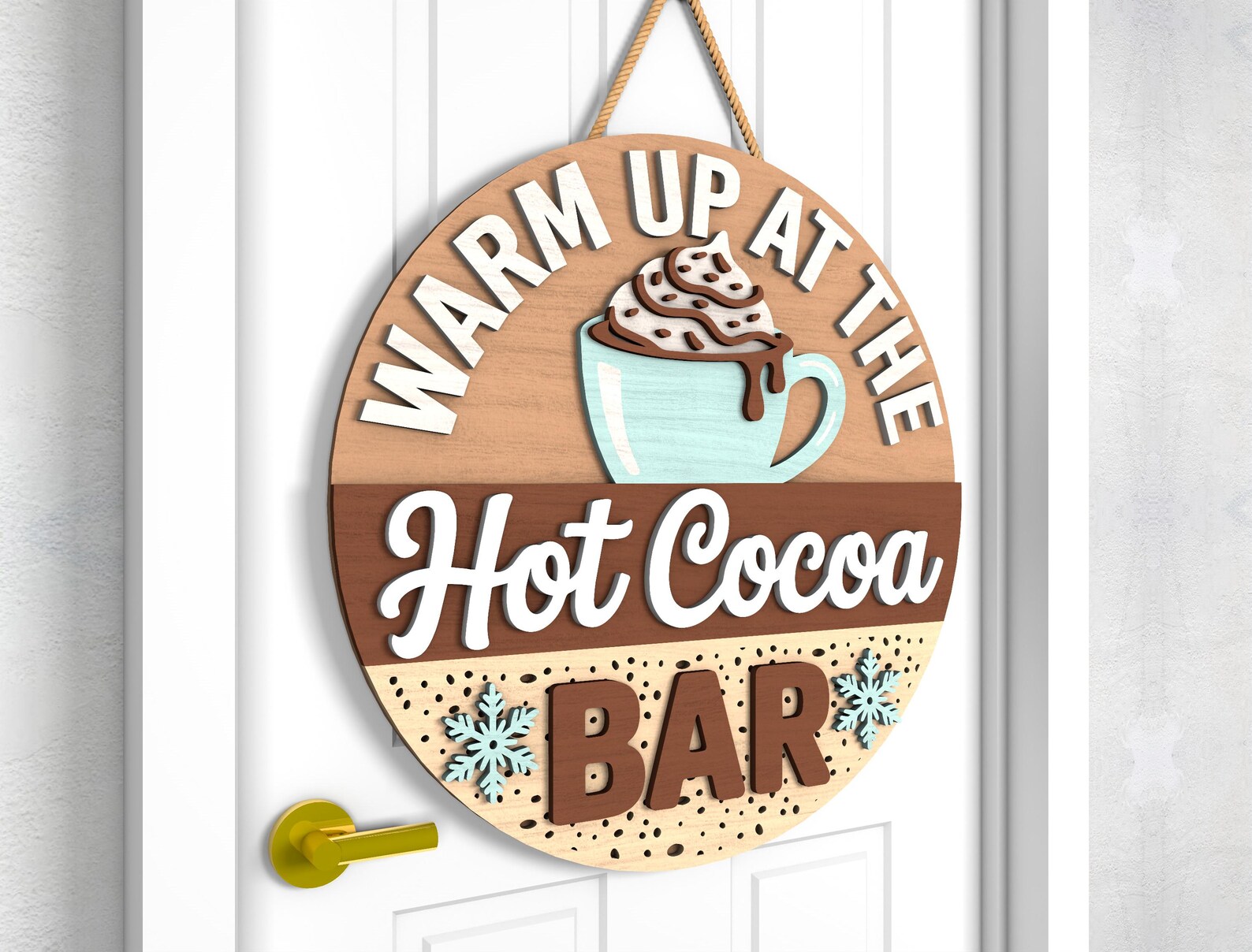 Winter Round Sign SVG Bundle, Chickadee Forest Welcome & Hot Cocoa Bar ...