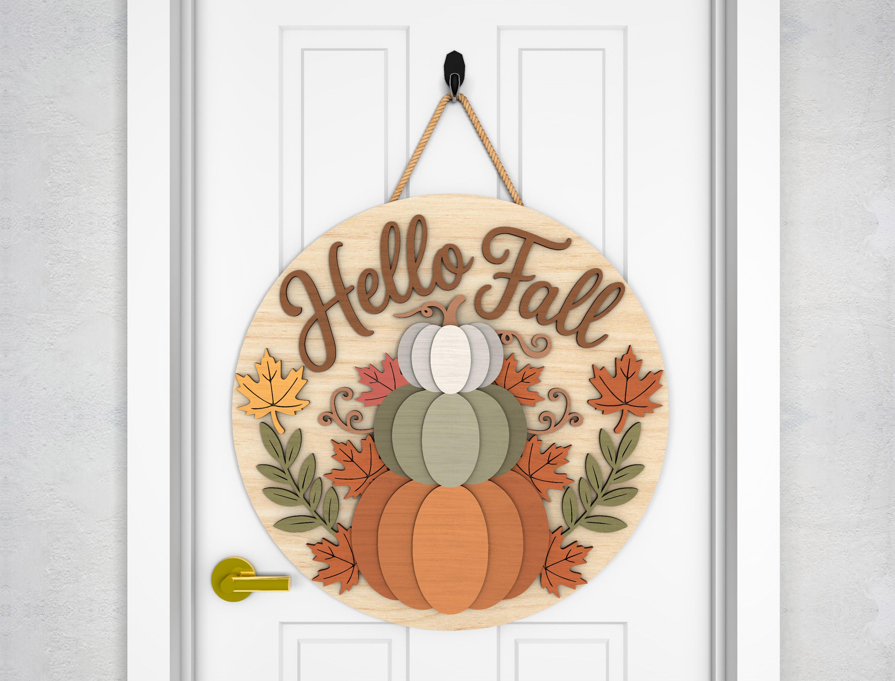 Fall Door Hanger SVG Bundle, Hello Fall Welcome Sign Svg, Autumn ...