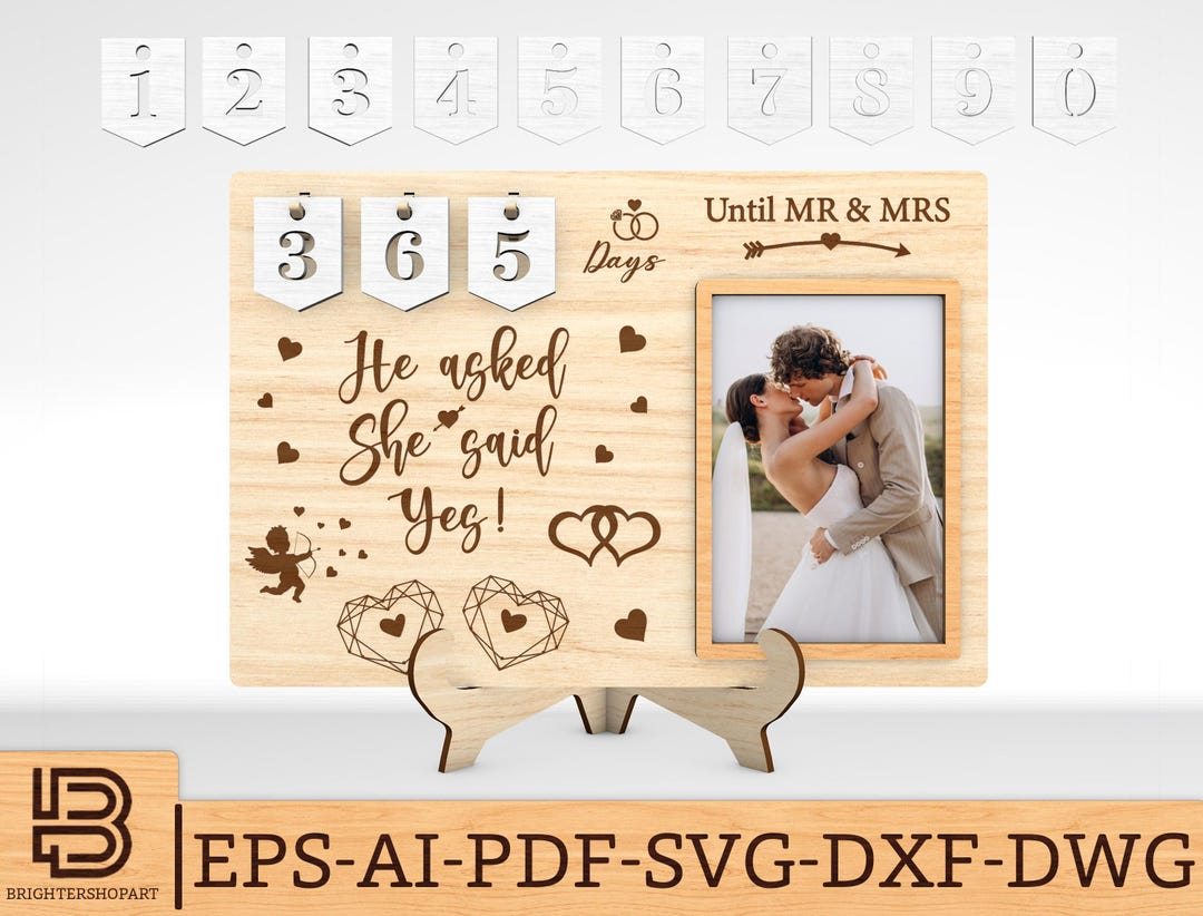 Personalized Wedding Countdown Svg, Wedding Photo Frame Svg, Engagement ...