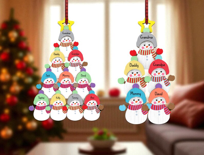 Personalized Snowman Family Ornament Cut File Svg, Christmas Tree ...