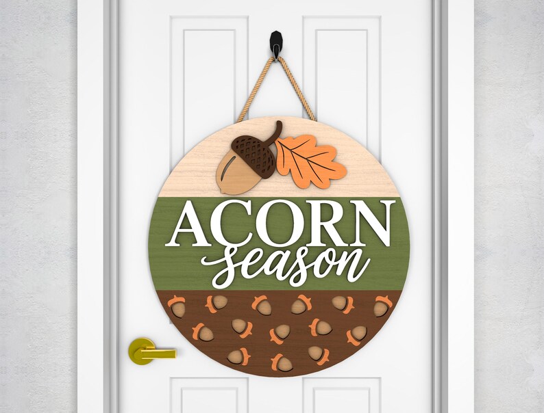 Acorn Season Fall Sign SVG Bundle, Squirrel and Acorn Round Sign Cut ...