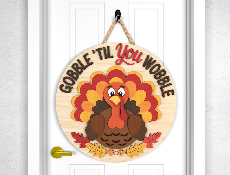 Thanksgiving Door Hanger SVG, Hey There Turkey Fall Round Door Sign ...