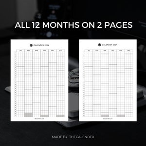 2024 Calendex // Printable Calendex 2024 // Bullet Journal Calendex ...