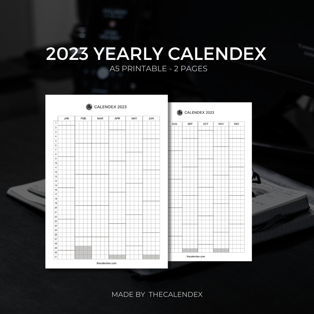 2023 Calendex // Printable Calendex 2023 // Bullet Journal Calendex ...