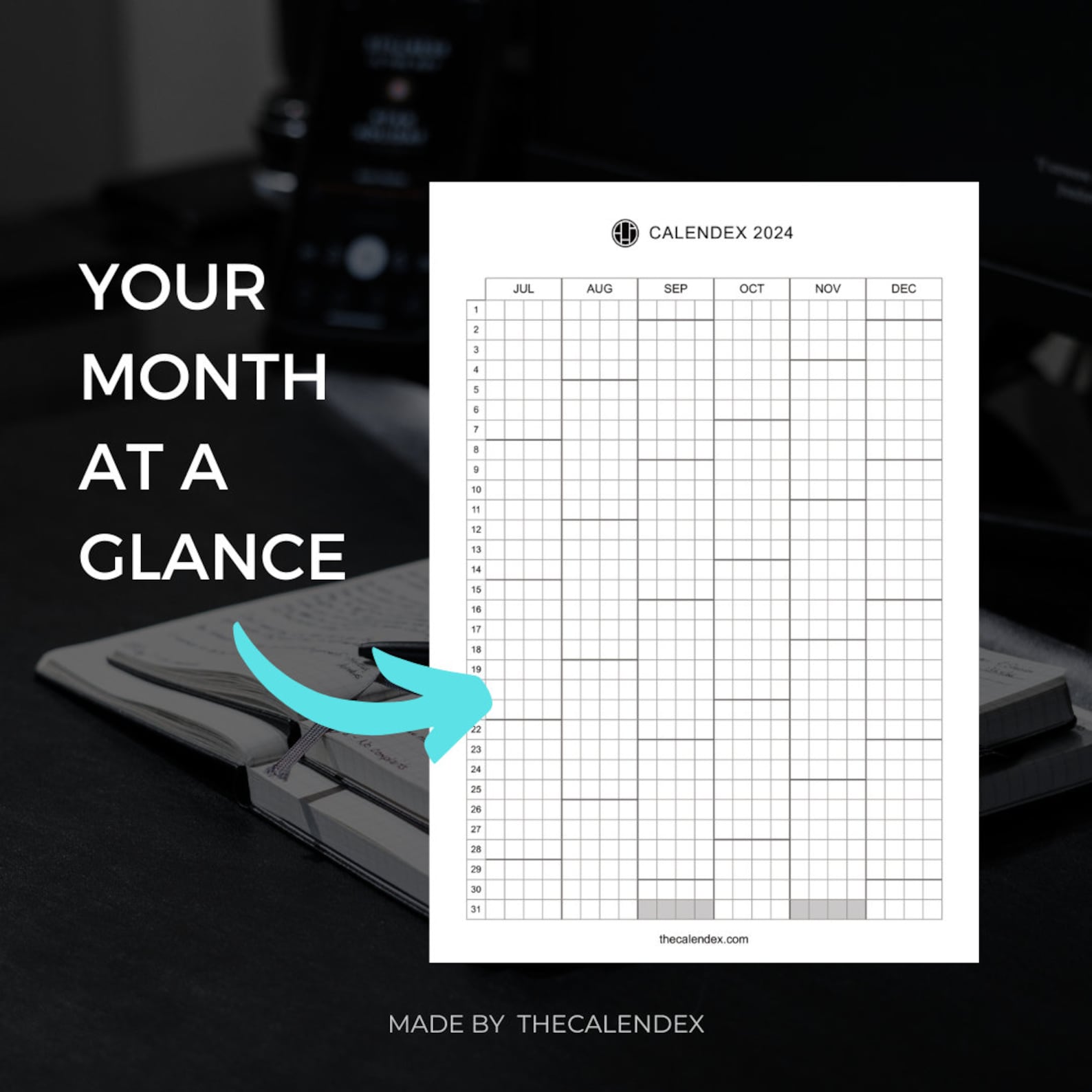 2024 Calendex // Printable Calendex 2024 // Bullet Journal Calendex ...