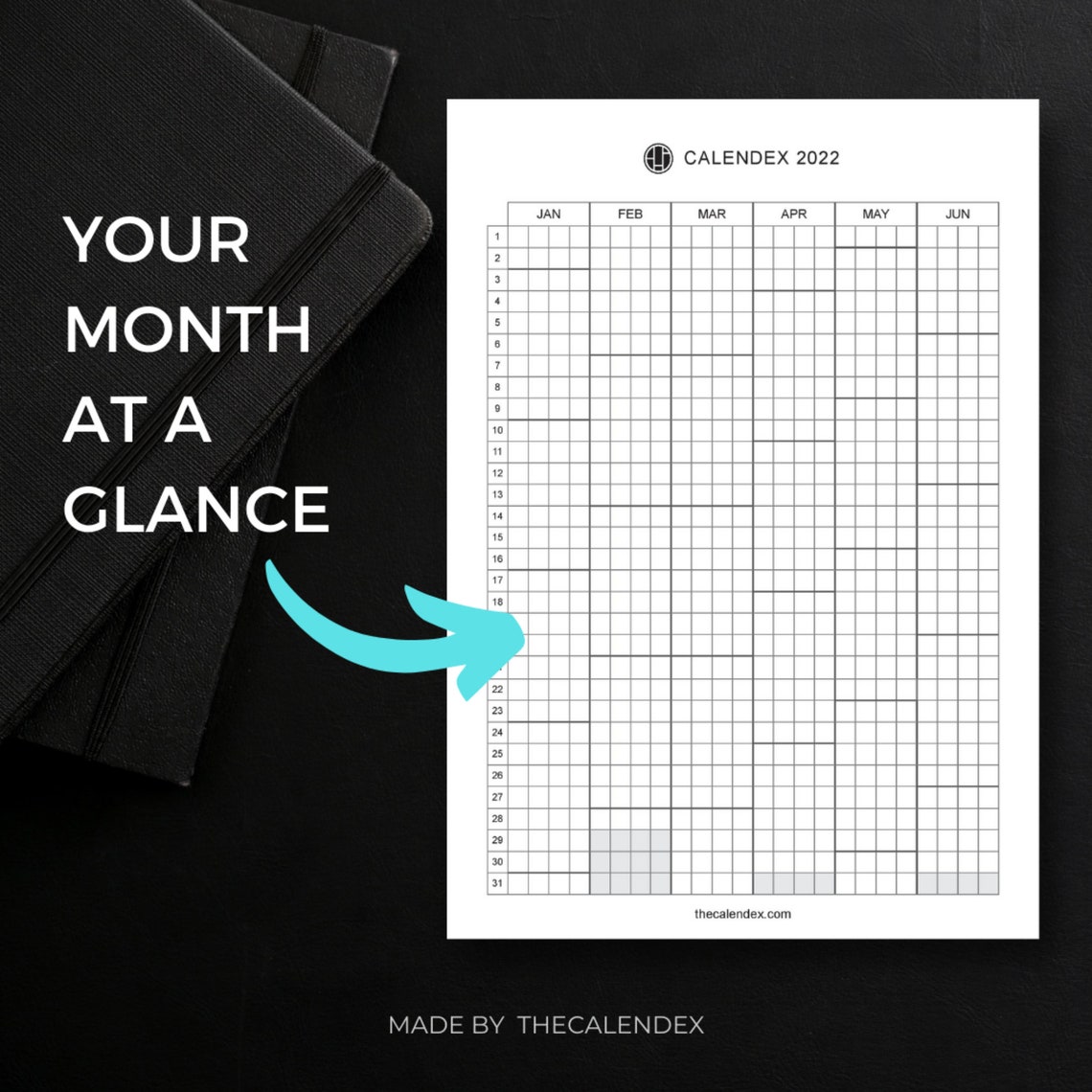 2022 Calendex // Printable Calendex 2022 // Bullet Journal Calendex ...